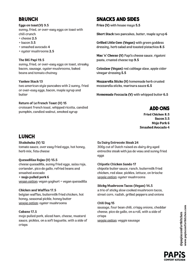 Menu | Papi's Comfort Kitchen